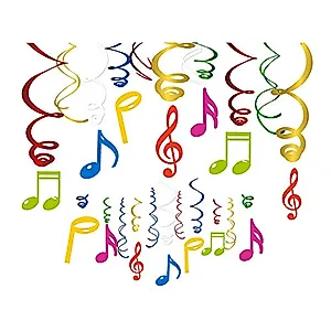 Konsait Music Note Multi Coloured Hanging Swirls Decorations(30Pack), Party Spiral Garland Ceiling Decoration for Concert Party, Wedding, Birthday Party Decorations Supplies Ornaments