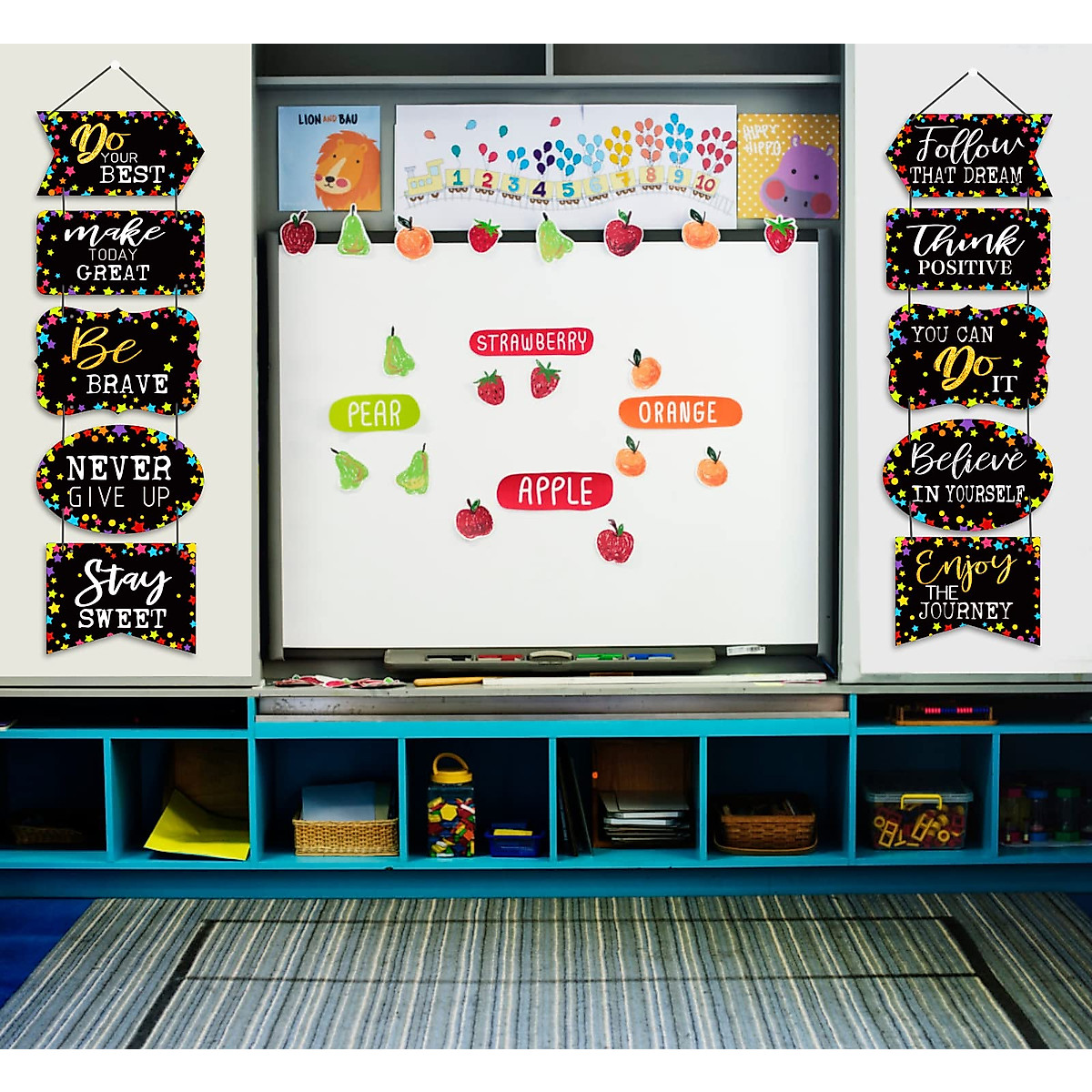 PETCEE Classroom Decoration Banner Confetti Motivational Porch Sign Back to School Positive Sayings Accents Cutouts for Student Teacher School Classroom Bulletin Board Office Home Nursery Decor