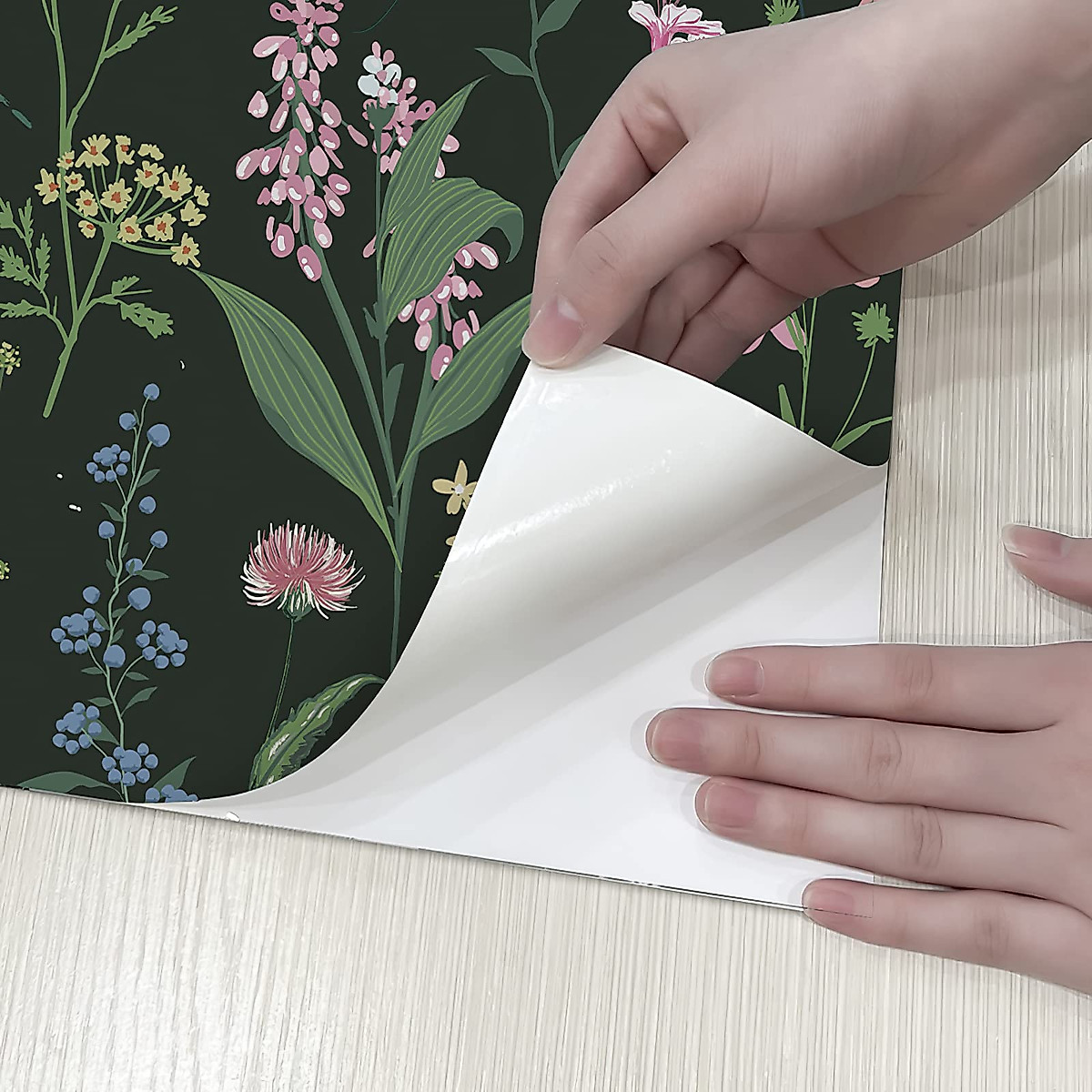 Rose Floral Drawer Liner Peel and Stick Contact Paper self Adhesive Wallpaper Removable Vinyl Decorative Shelf Drawer Liner 118 inch x17.4inch (Dark Green Floral, 118 inch x 17.4 inch)