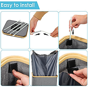 100L Recycling Bin for Kitchen Indoor Home, Large Capacity 26 Gallon Recycle Bin with Lid Removeable Reusable Inner Bag for Bottle Can Glass Waste Plastice Stickers, Kitchen Recycling Bin, Grey