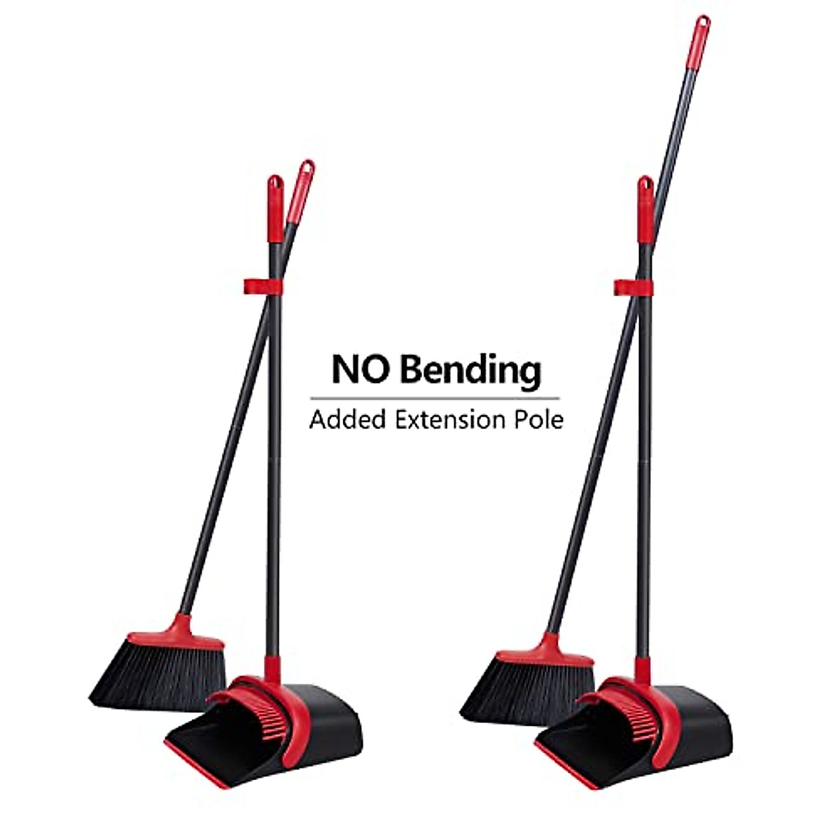 Broom and Dustpan Set, Broom and Dustpan, Broom and Dustpan Set for Home, Upgrade 52" Long Handle Broom with Stand Up Dustpan Combo Set for Office Home Kitchen Lobby Floor Use, Dust pan and Broom Set