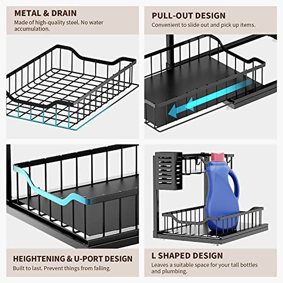 YIWANFW Under Sink Organizer and Storage, Corner Shelf Bathroom Counter Organizer, 2 Pack