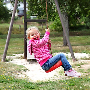 Liliful 4 Pack Strong Disc Tree Swing with Rope Kids Swing Seat with Hanging Strap and Snap Hook Disc Swings for Outside Playground Tree House Backyard Fun, Daily Exercise