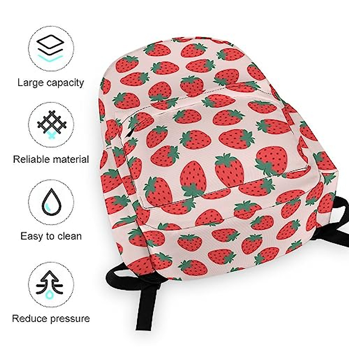 SDEOH 17 Inch Strawberry Backpack For Women Men Lightweight Laptop Bag Travel Hiking Camping Daypack