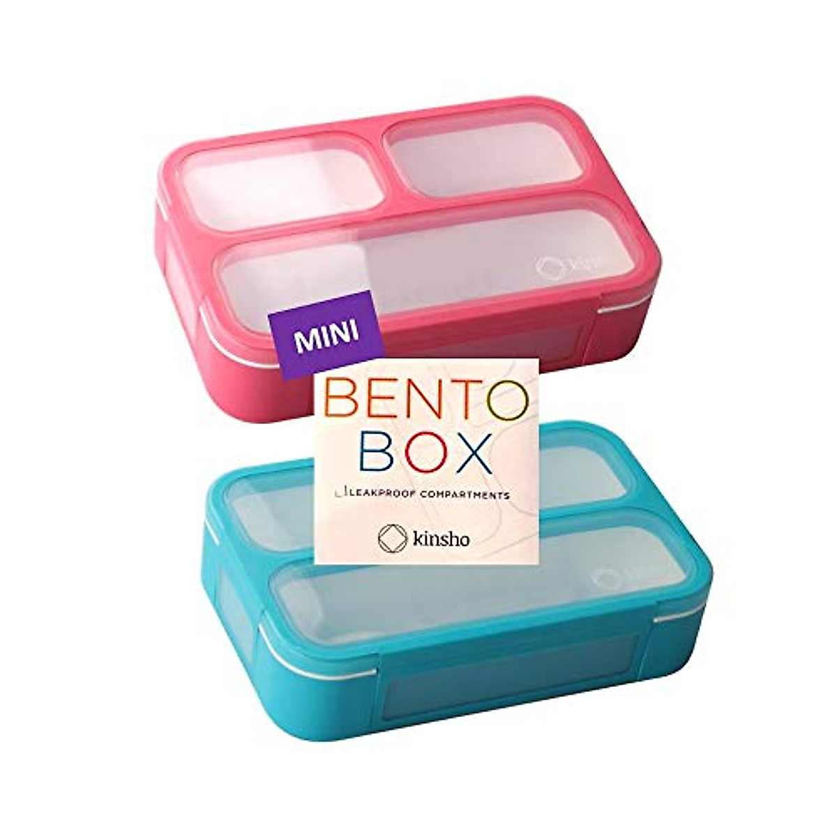 Bundle of Bento-Box Lunch-box Containers for Kids with 6 compartments (Pink) + 2x Small Bento Lunch Box for Kids