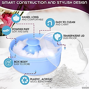 Body Powder Puff and Container - 2Pcs Powder Puff for Body Powder Bath Powder Puff and Container Baby Puffs with Container Travel Kit - Makeup Puffs for Powder Talcum Powder with Puff for Women