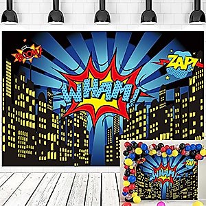 Superhero City Theme Photo Booth Birthday Party Decoration Supplies Background Studio Prop (7x5FT)