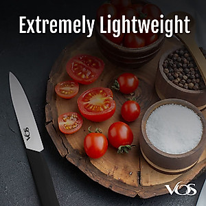 Vos Ceramic Paring Knife - Ceramic Knife 4 Inch Zirconia Blade With Sheath Cover - Handle Fruit and Vegetables Kitchen Knife (Black)
