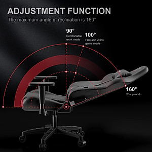 Gaming Chair - Furgle Computer Chair - Racing Style High-Back Office Chair - PU Leather Ergonomic Video Game Chairs for Adults - Adjustable Armrests - Headrest and Lumbar Support - Rocking Mode -Black