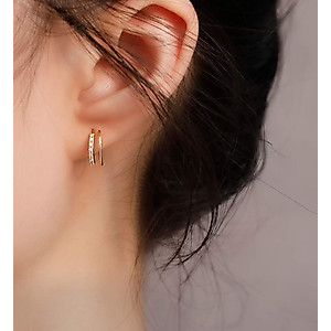 Reffeer 925 Sterling Silver CZ Crawler Earrings Wrap Cuff Earrings For Women Teen (Yellow)