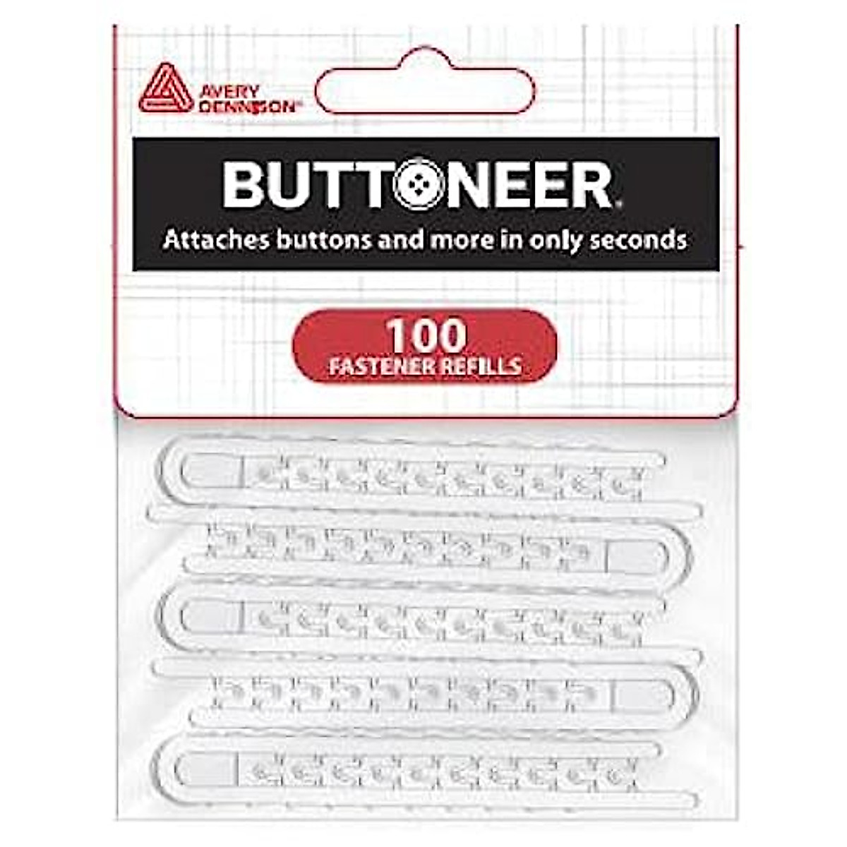 Buttoneer Button Fastening System – *FITS New BUTTONEER Tool* Natural Colored Nylon Fastener Refills, 100 Pieces