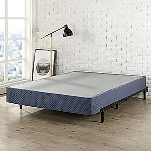 Mellow 9 Inch High Profile Box Spring, Heavy Duty Steel with Fabric-Cover, Easy Assembly, Navy, Queen