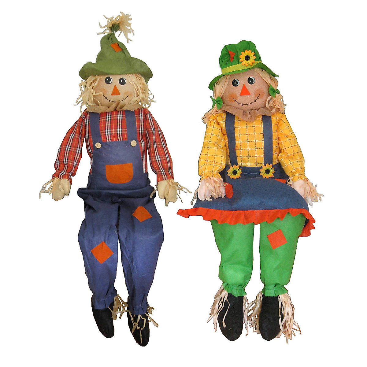 60" Scarecrow Pair Sitters Country Halloween Fall Decor Decoration Props