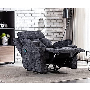 ANJ Massage Recliner Chairs with Cup Holders Breathable Fabric Manual Recliners with Heat for Living Room, Modern Reclining Single Sofas (Dark Grey)