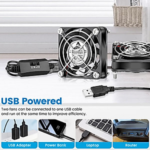GDSTIME 2-Pack 60mm x 15mm USB Fan with 3 Speed Control, 5V Brushless DC Cooling Fans for PC Computer Case Cooler Raspberry Pi Radiator Ventilation
