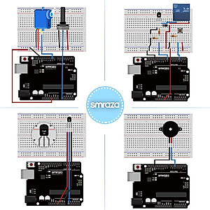 Smraza Ultimate Starter Kit with Tutorial, Breadboard Holder, Jumper Wires, Resistors, DC Motor Compatible with Arduino R3 Project Compatible with Mega 2560 Compatible with Nano