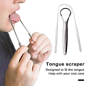 Smalibal Stainless Steel Tongue Scraper, Tongue Cleaner for Adults, Semicircle Tongue Scraper, Tongue Cleaner Cure Bad Breath, Reduce Bad Breath, Tongue Scrubber for Oral Care & Hygiene Silver