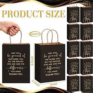 ReliThick 100 Pcs Employee Appreciation Gifts Bags Christmas Thank You Gifts Bags for Coworkers with Handles Team Inspirational Gift Bags May You Be Proud Paper Bags for Teacher Staff Nurse(Black)