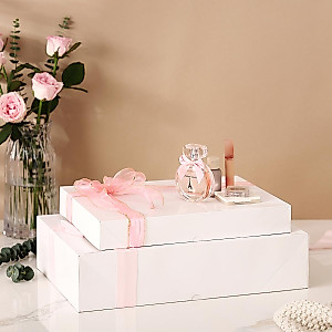 NATIVICO 10 Sturdy White Gift Boxes for Presents - Premium Gift Boxes with Lids - 4-inch Deep Robe Boxes and Shirt Boxes