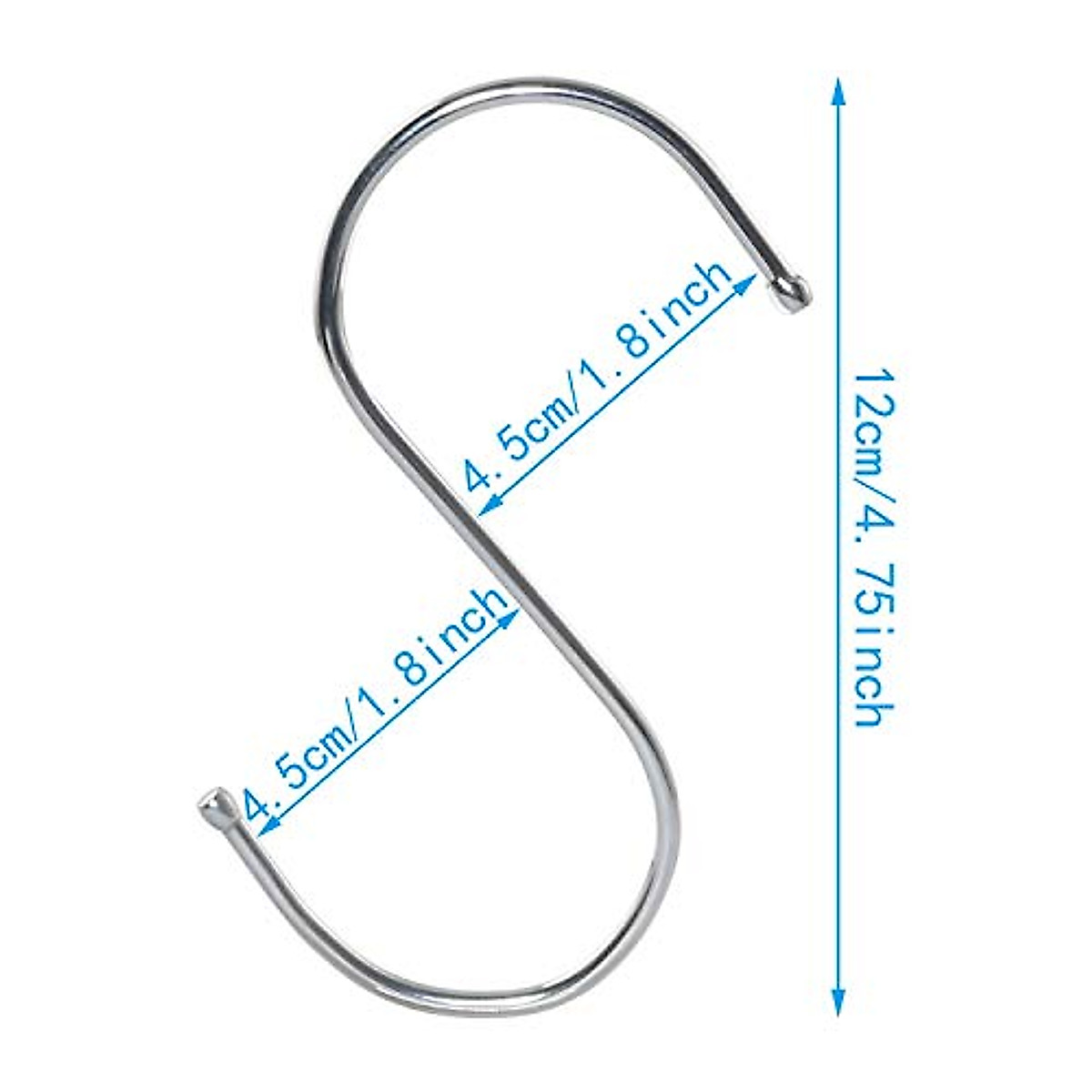 WHYHKJ 12pcs 4.7 Inches Extra Large S Shape Hooks Heavy-Duty Stainless Steel Hanging Hooks Pot Pan Hanger Clothes Storage Rack Tool Kitchen Tools
