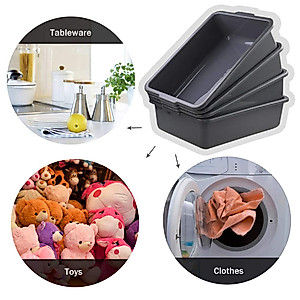 Dehouse 4-Pack 24 L Gray Large Plastic Bus Box, Commercial Bus Tubs