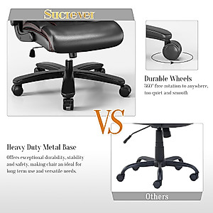 Executive Desk Chair, Sucrever Big and Tall Home Office Chairs for Heavy People 400lbs Wide Seat, High Back Large Executive Office Chair with Adjustable Flip up Arms, Black Leather Computer Desk Chair