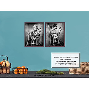 Bathroom Wall Art - Unique Funny Bathroom Decorations - Bathroom Decor - Bar Wall Decor - Guest Bathroom - Restroom Sign - Powder Room - 8x10 Woman Smoking Decor - Alcohol Decor