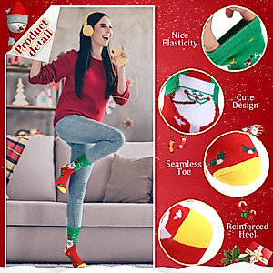 Handepo 24 Pcs Christmas Crew Socks Women Novelty Casual Dress Socks Animal Food Christmas Theme Patterned Funny Colorful Women's Xmas Gifts for Girls Teens