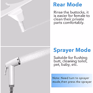 DEANIC 2-in-1 Bidet Attachment with Handheld Bath Bidet Sprayer, Ultra-Slim Adjustable Water Pressure Nozzle, Cold Water Non Electric Hand Sprayer for Toilet Seat (White， 2 Pack)