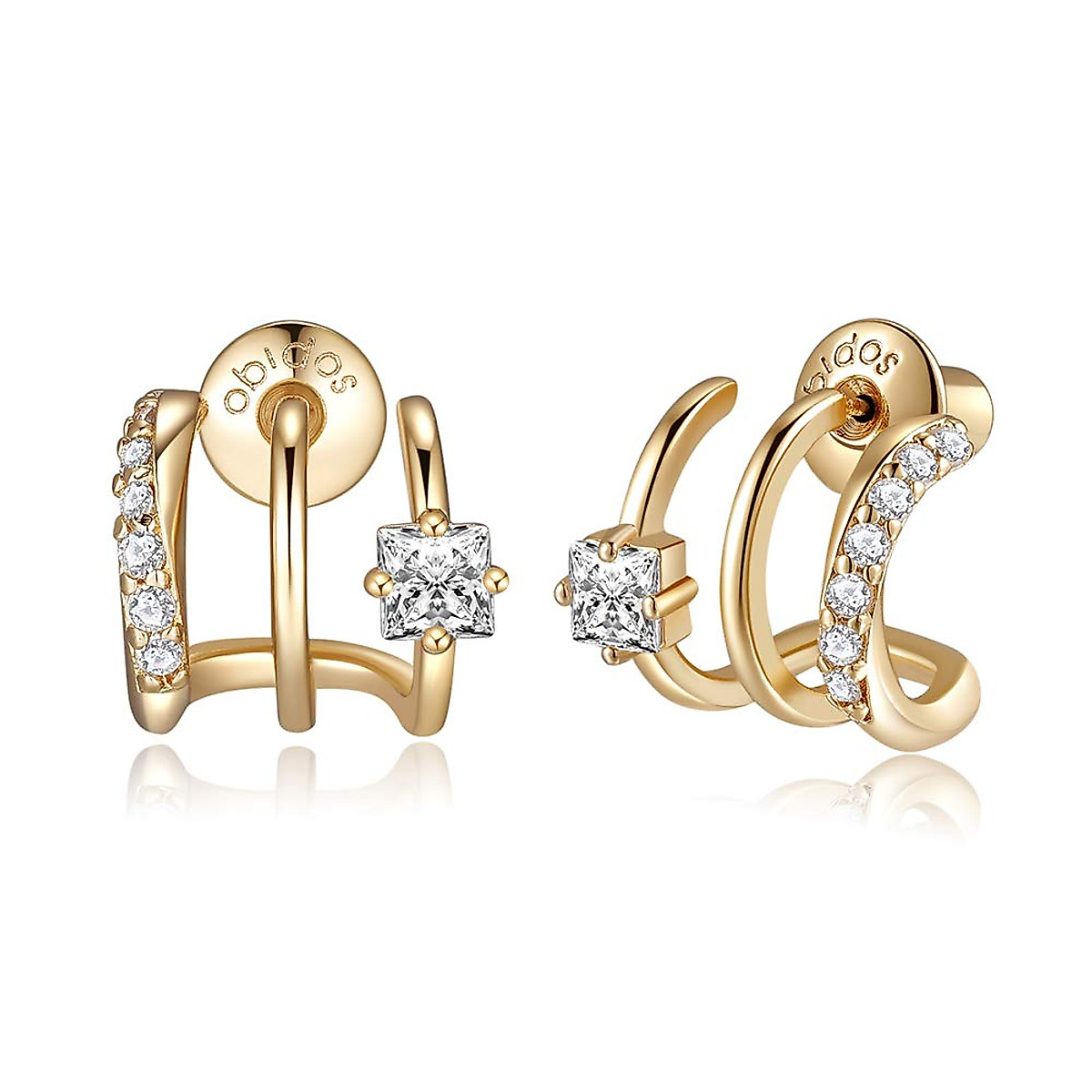 Obidos 14K Gold Plated Illusion Stud Earrings | Gold Hoop Earrings for Women