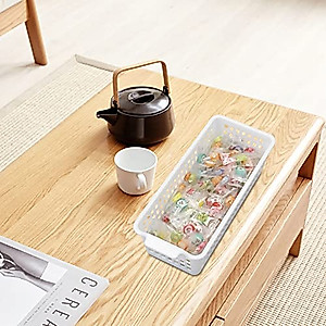 Yarebest 6-Pack White Plastic Storage Basket, Small Storage Bins