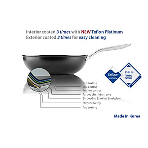 TECHEF - Onyx Collection, 12-Inch Nonstick Flat Bottom Wok/Stir-Fry Pan - PFOA Free, Dishwasher and Oven Safe, Made in Korea