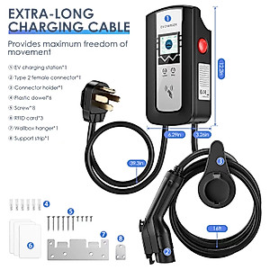 Evjuicion Level 2 EV Charger Nema 14-50, 40Amp 240V Ev Chargers for Home Level 2 for All J1772 Electric Car, WiFi APP Enabled EVSE 16FT Cable Electric Car Home Charging Stations,Delay Timer