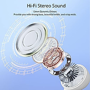 Wireless Earbuds, Bluetooth 5.3 Earbuds with 4 Microphones Deep Bass 60H Playtime Clear Call Noise Cancelling Ear Buds Touch Control Wireless Earphones for iPhone Android Workout, White