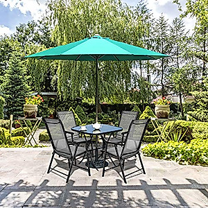 RELAX4LIFE Patio Folding Chairs Set of 4 W/Armrest,High Backrest&Metal Frame Patio Dining Chairs Set for Courtyard, Garden, Poolside Outdoor & Indoor No-Assembly Folding Sling Chairs (4, Gray)