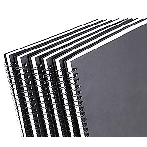 Zegrox 6 Pack Black cover Spiral Notebook, Blank Sketch Book Pad, Subject Notebooks,50 Sheets (100 Pages)-8.27x 5.59inch,A5 size Notebook.