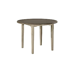Hillsdale Clarion Wood Round Drop Leaf Dining Table, Sea White