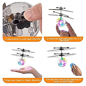 KPPIT Kids Flying Orb Ball, Upgraded Orbiter Flying Disco Ball Mini Drone Toy with Remote LED Hand Controlled Helicopter Games Indoor Outdoor Hover Ball Floating UFO Toys for Boys Girls