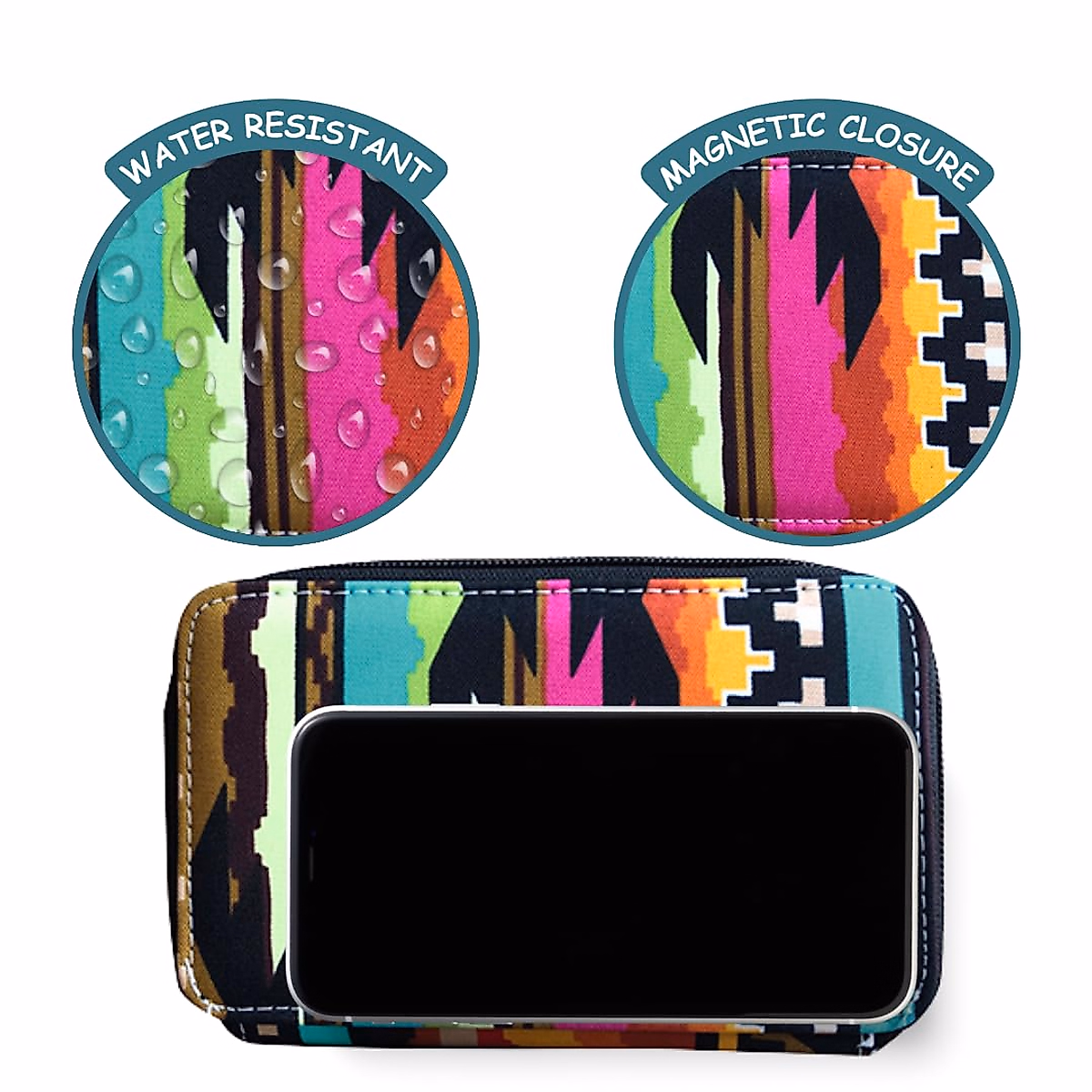 NGIL Canvas All in One Wallet, Wallet, Women Wallet, Wristlet Wallet, Zippered Wallet for Women (Desert Serape-Black)