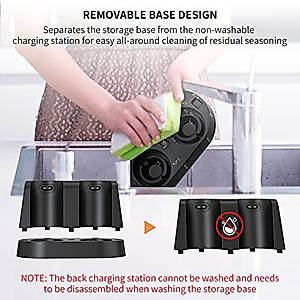 CIRCLE JOY Electric Salt and Pepper Grinder Set Stainless Steel Spice Grinder Automatic Pepper Mills with Easy-to-Carry Dual Charging Station, Brush, White Led Light, and Adjustable Coarseness