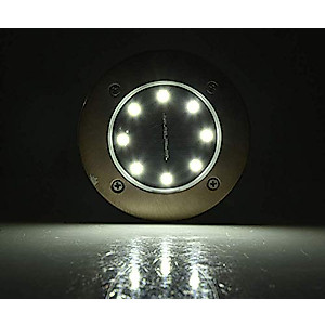 Solar Ground Lights 8 LED Disk Light Solar Powered Outdoor in-Ground Lights for Garden Driveways Lawn Yard Driveway Walkway Pool Patio Deck Pathway,6 Pack,White,Copper/Bronze Finish