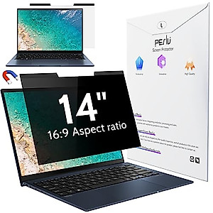 Peslv Magnetic Laptop Privacy Screen 14 inch for 16:9 Computer Monitor, 14" Removable Anti Glare Protector Blue Light Filter Shield Compatible with Lenovo Hp Dell Acer Asus Thinkpad Envy Xps