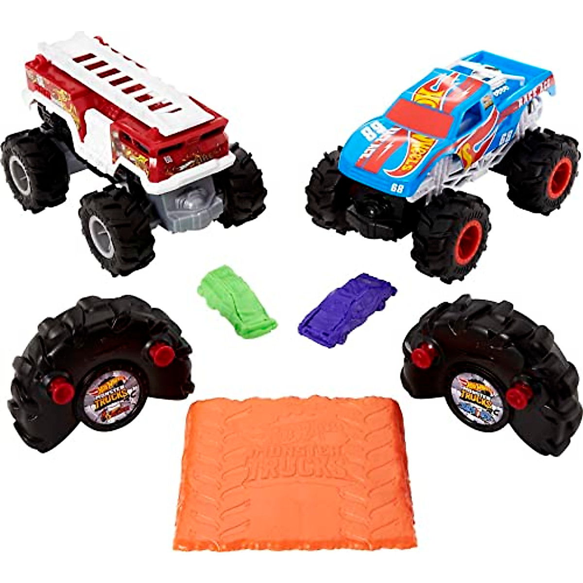 Hot Wheels RC Monster Trucks 2-Pack, 1 Race Ace & 1 HW 5-Alarm in 1:24 Scale, Full-Function Remote-Control Toy Trucks