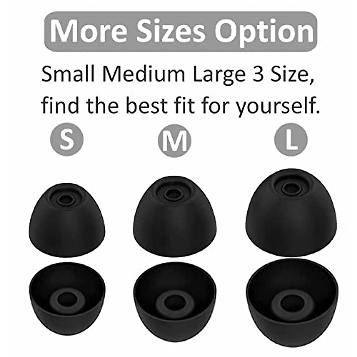 6 Pairs Ear Hooks Ear Tips Kit Set Galaxy Buds Galaxy Buds Plus, S/M/L Anti-Slip Fit in Case Replacement Silicone Rubber Wingtip Gel Eartips Compatible with Samsung Galaxy Buds+ - 3+3 Black