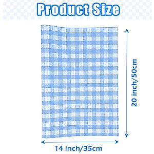 MUNILAIL 100 Sheets Gingham Tissue Paper 14 x 20 Inches Light Blue and White Checkered Tissue Paper for Gift Bags Bulk Wrapping Paper Gift Paper Tissue for Birthday Gift Packing Crafts