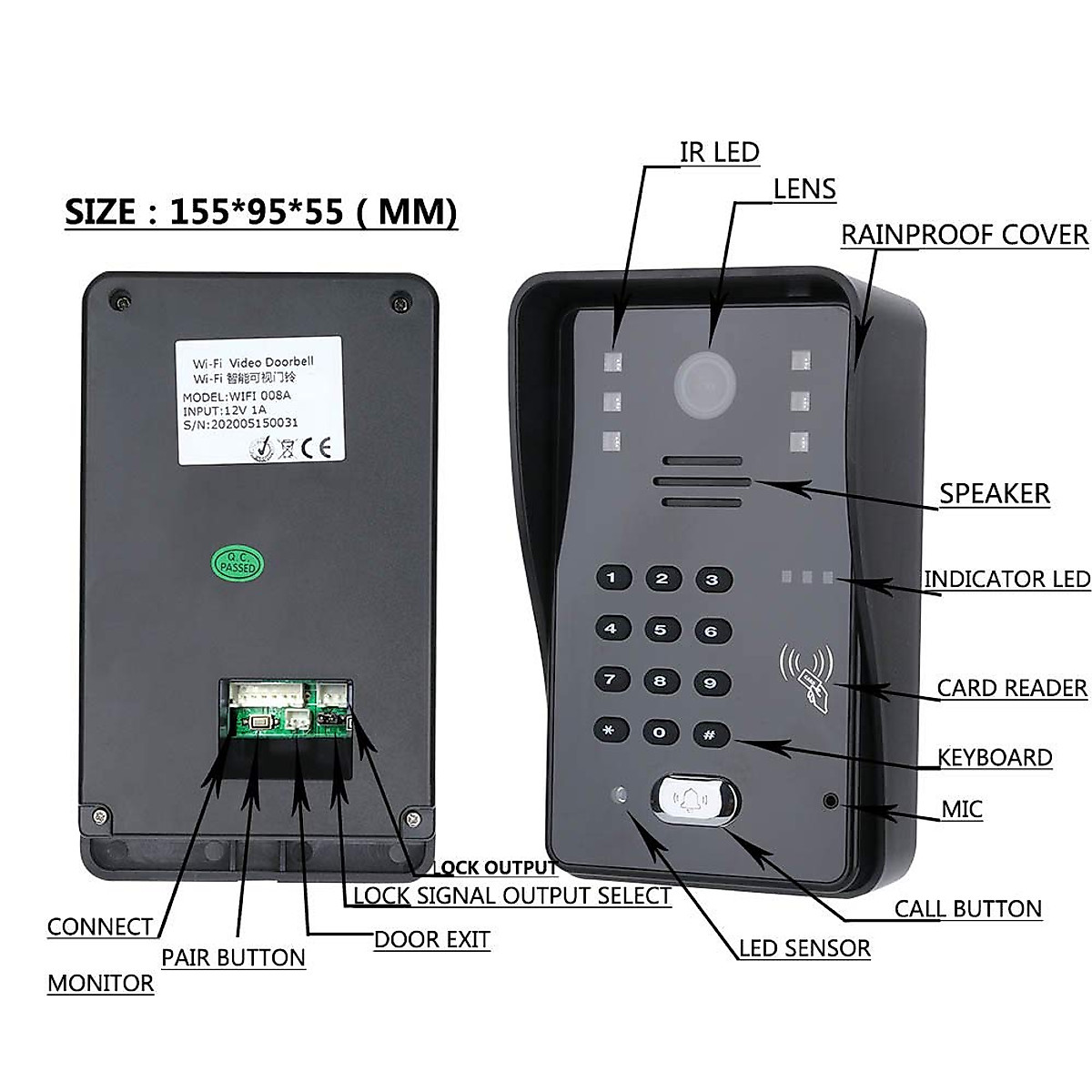 Touch Key 7 Lcd RFID Password Video Door Phone Intercom System Kit+ Electric Strike Lock+ Wireless Remote Control unlock