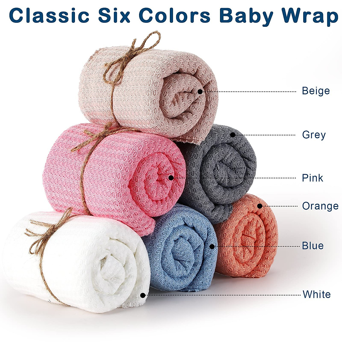 6 Pcs Baby Wrap Newborn Baby Knit Stretch Wrap Baby Blankets Unisex Newborn Photography Wraps Props Baby Swaddle Wrap Nursery Swaddling Blankets Receiving Blankets for Infant Babies, 64 x 16 Inch