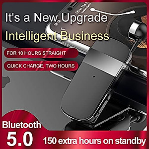 Lymoc Retractable Bluetooth Earpiece, Single Earbuds Wireless Headsets Handsfree for Cell Phone Noise Cancelling Bluetooth V5.0 for Office Trucker Driver Running (Black)