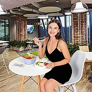 Upgraded Salad Bowl with Lid Leak-proof 57.5oz Stackable Salad Lunch Box with Larger Capacity Salad Mixing Bowl and 3-Compartment Bento-Style Topping Tray, Sauce Box,Cutlery, BPA FREE(powder blue)