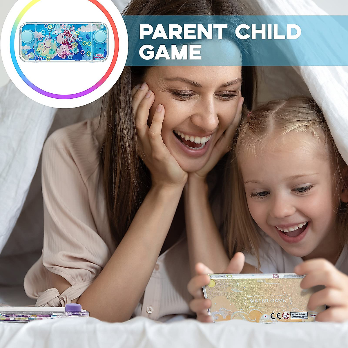 Chalyna 4 Pcs Handheld Water Games Water Ring Toys Multi Color Ring Toss Game Without Water Road Trip Toys Birthday Gift for Kids Party Favors Bag Fillers Pastime(Cartoon Style)